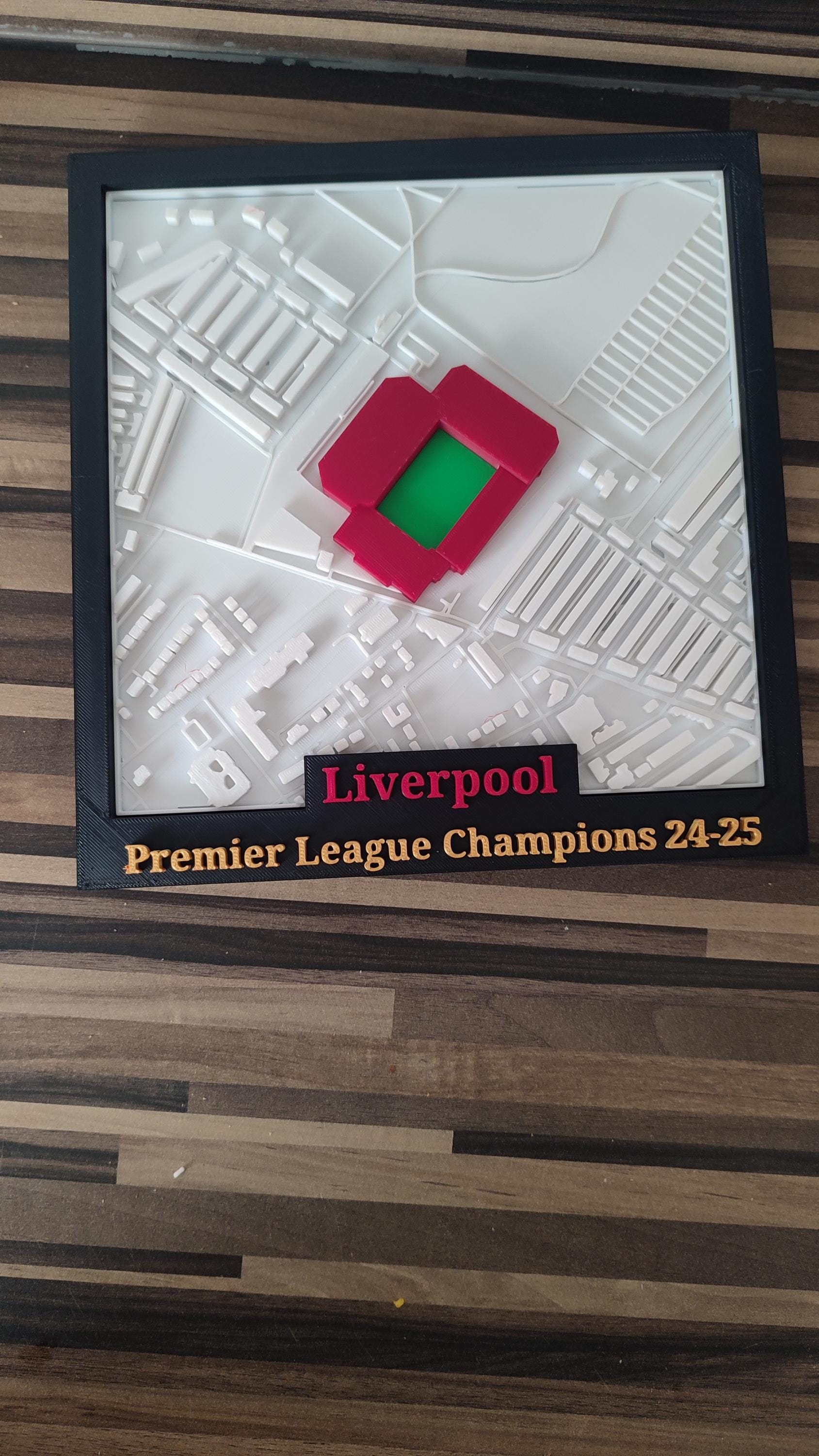 Liverpool FC Stadium 3D Printed Map | Premier League Champions 24/25 ...