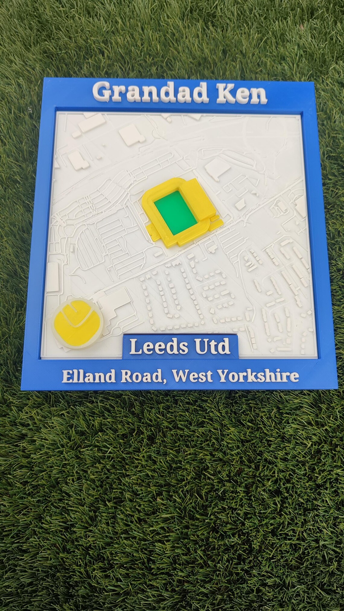 3D Printed Leeds United Elland Road Map | Custom Name Gift | Glow in ...