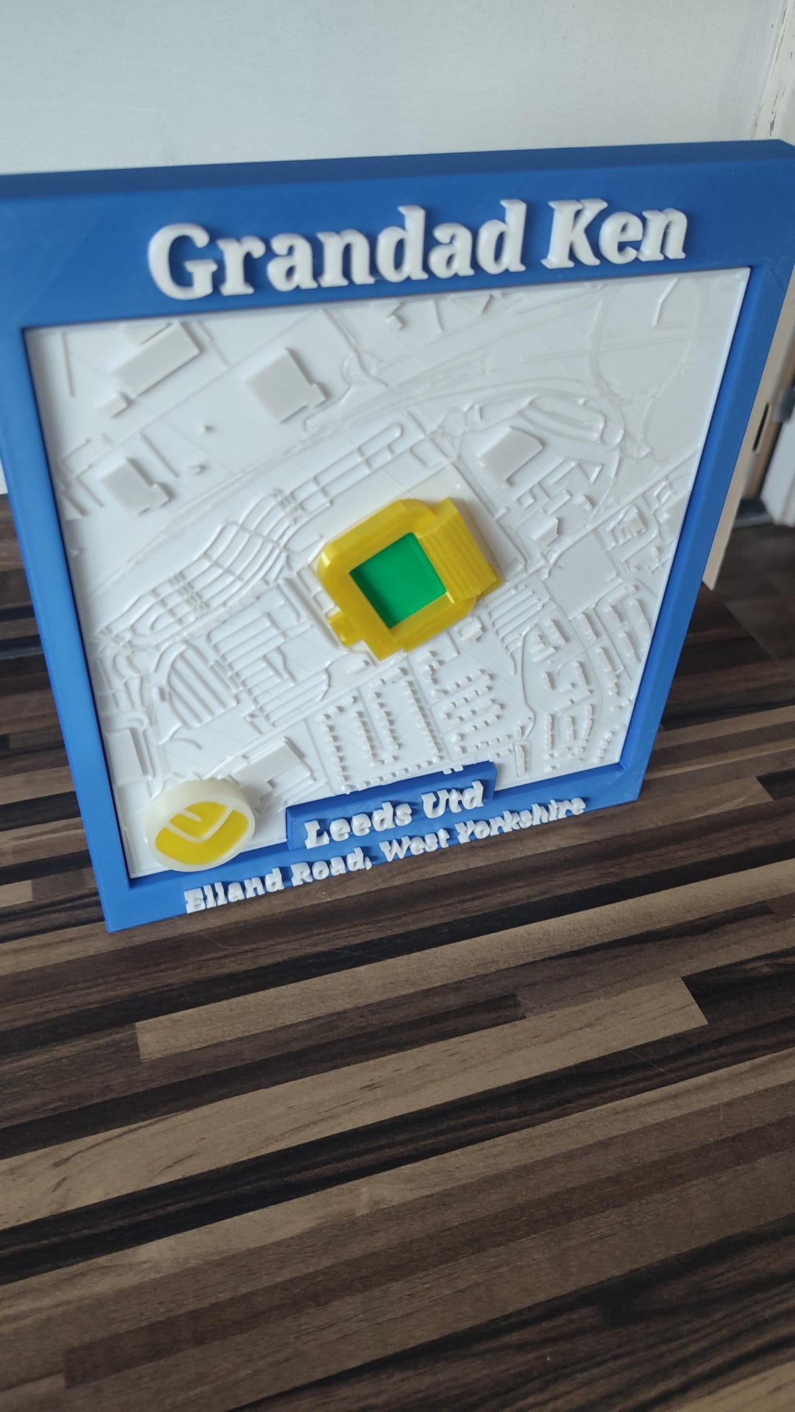3D Printed Leeds United Elland Road Map | Custom Name Gift | Glow in ...