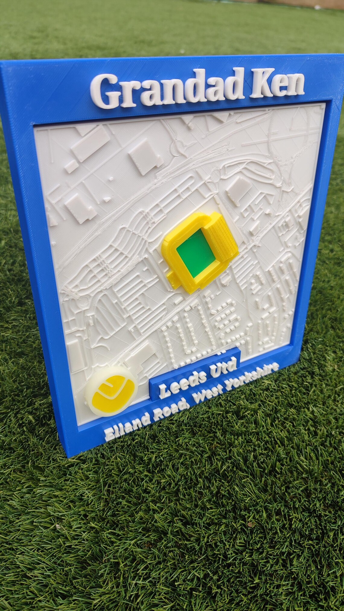 3D Printed Leeds United Elland Road Map | Custom Name Gift | Glow in ...