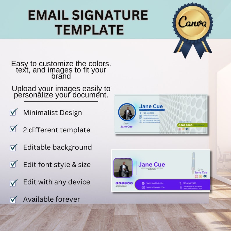 Notary Gmail Signature Template, Editable Notary Email Signature ...