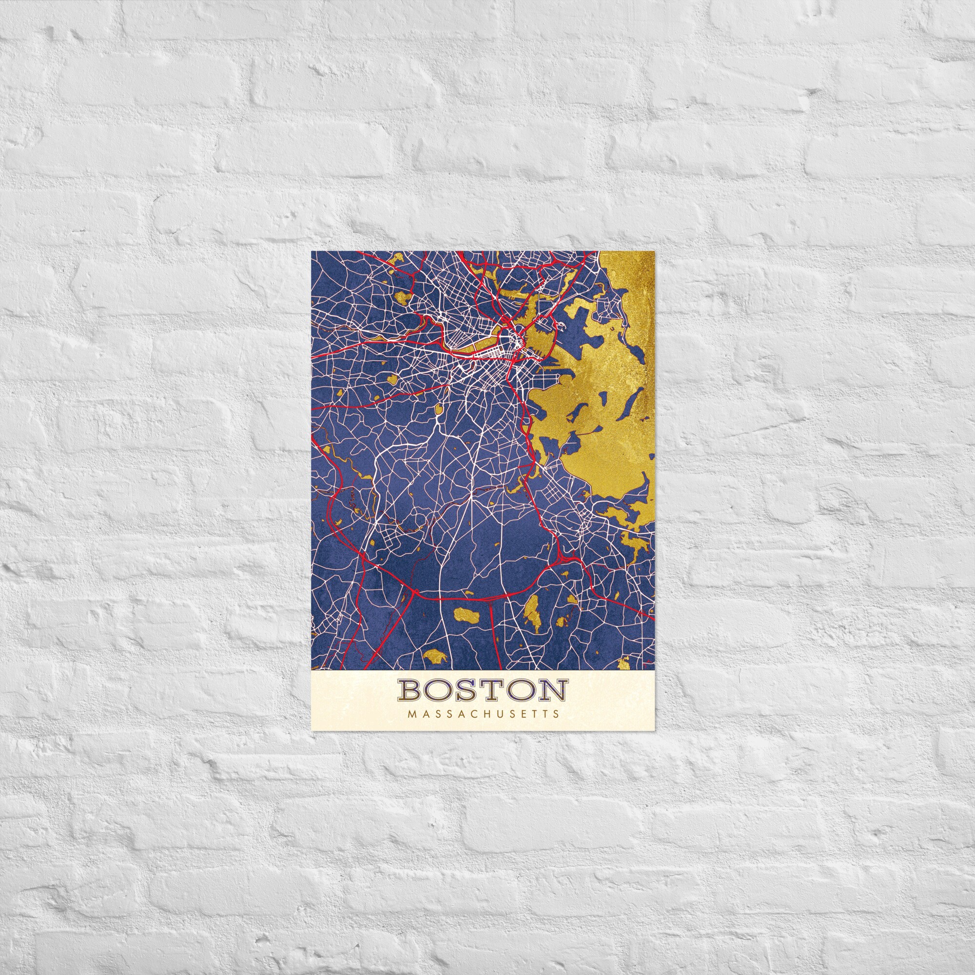 Boston City Street Map USA Art Print Ombre Grunge Texture Poster - Etsy