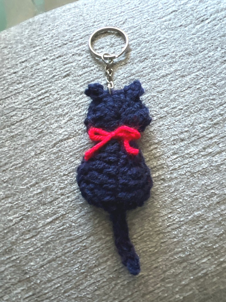 Cat Keychain Crochet Plush Keyring 4 Bag Charm Purse or Backpack ...