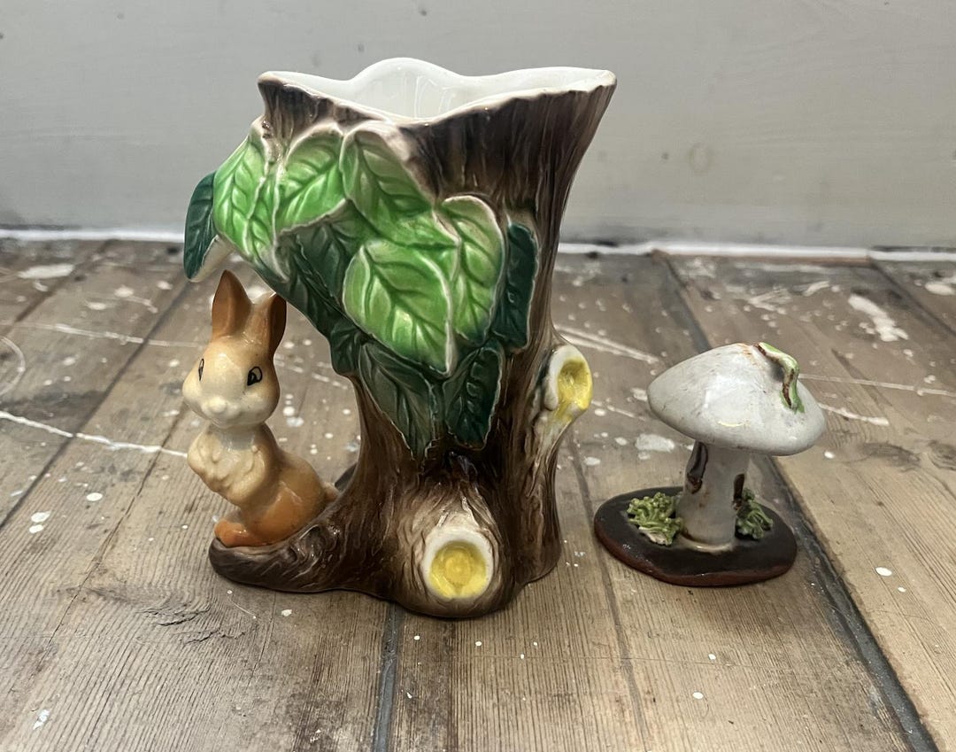 Hornsea Fauna Rabbit Vase and Pottery Mushroom - Etsy