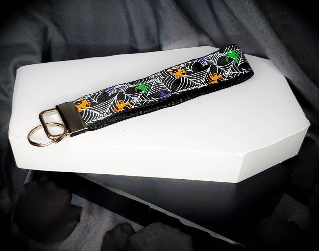 Spiderweb Wristlet Keychain, Spooky Goth Key Fob - Etsy