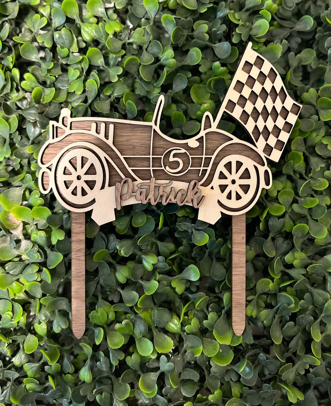 Car Cake Topper, Personalized Cake Topper, Wood Cake Topper, Race Car ...