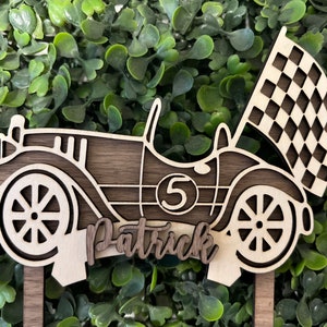Car Cake Topper, Personalized Cake Topper, Wood Cake Topper, Race Car ...