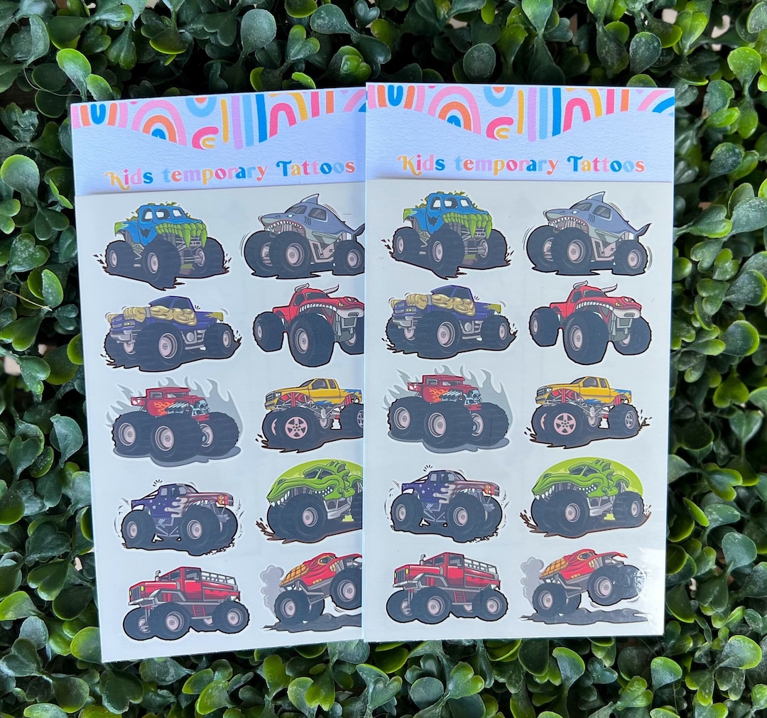 Monster Truck Temporary Tattoos, 10 Different Types of Monster Jam - Etsy