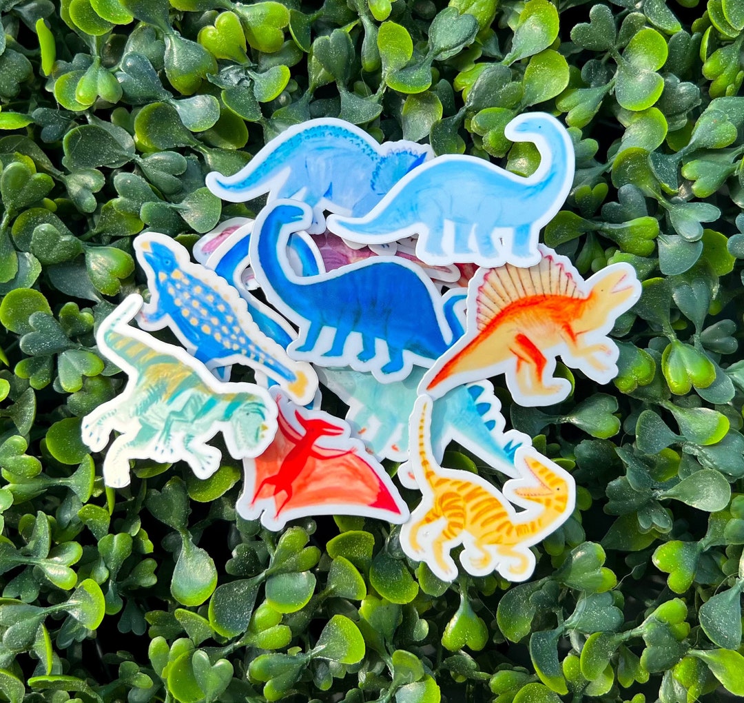 Dinosaurs Stickers, Watercolor Sticker, 12 Waterproof Sticker - Etsy