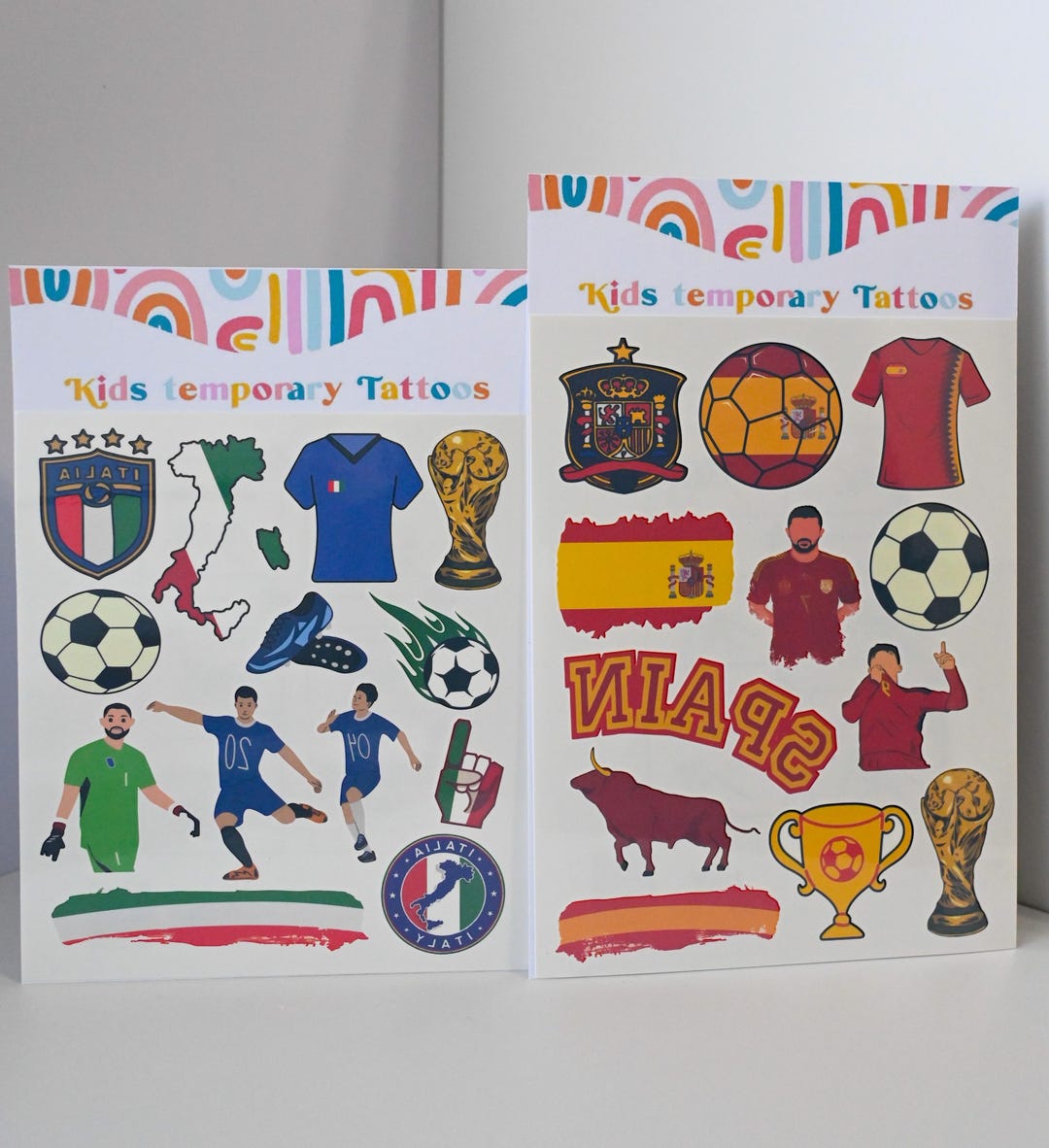 Kids Temporary Tattoos, Soccer Party, Italy Soccer, Spain Soccer - Etsy