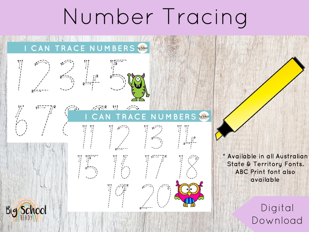 Number Tracing Vic Font Number Tracing Worksheets,traceable Numbers ...