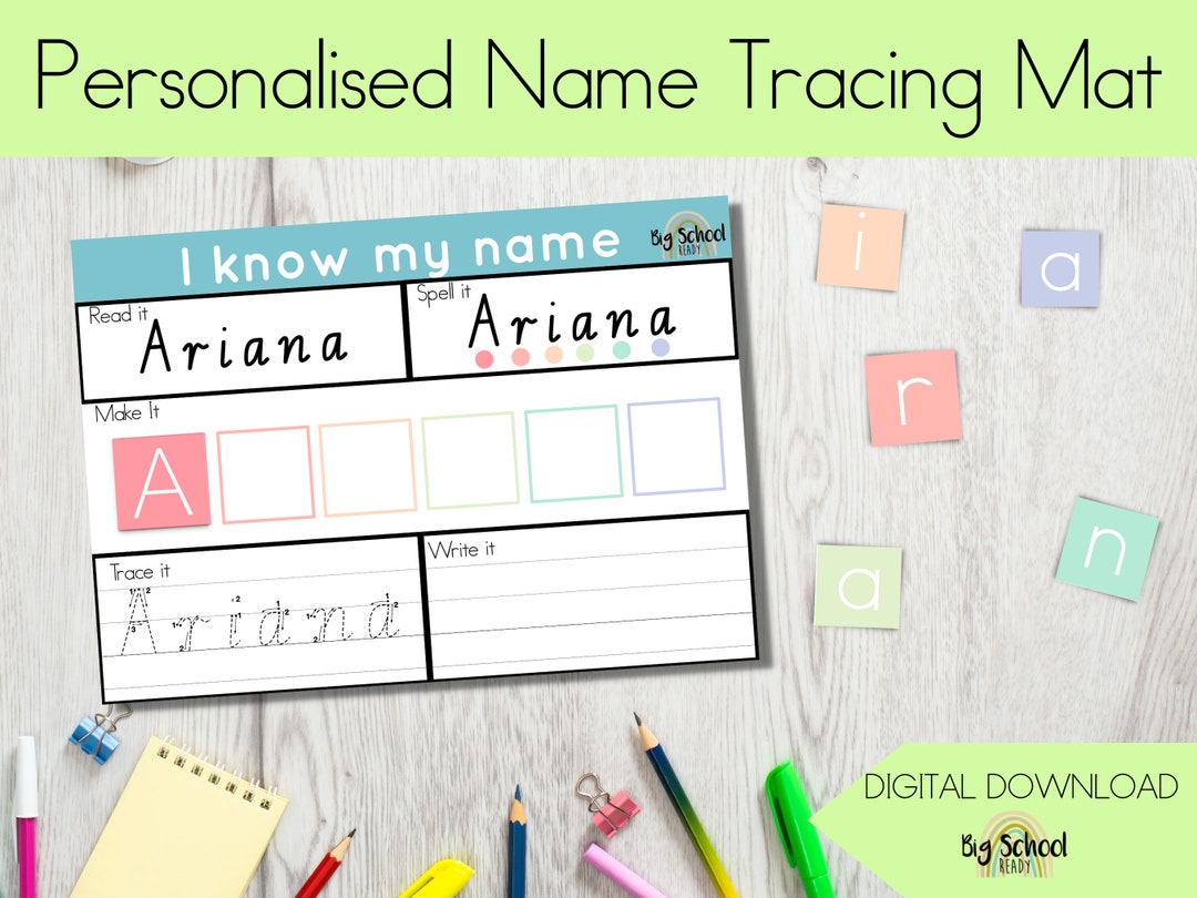Personalised Name Tracing Mat Custom Name Tracing I Can Spell - Etsy