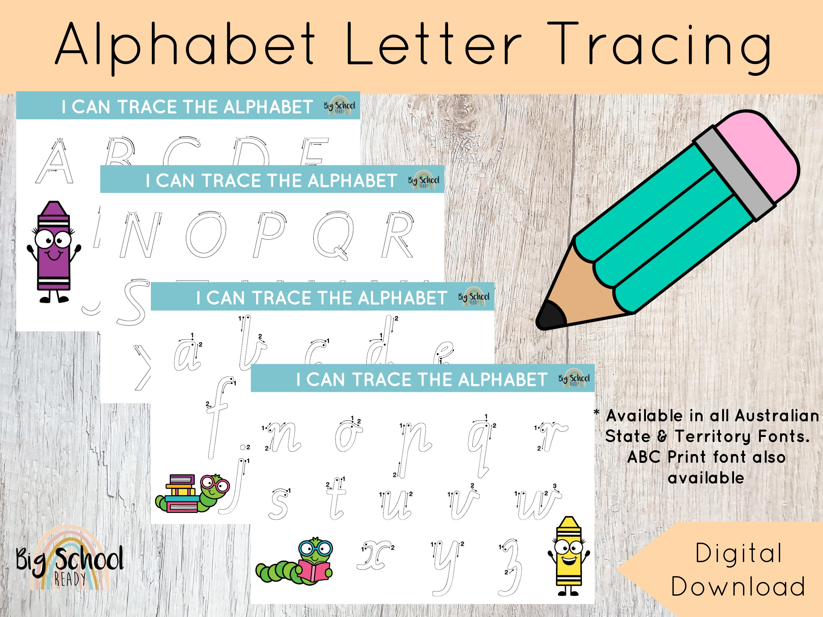Alphabet Tracing Mat Letters Vic Australian School Fonts Tracing Page ...