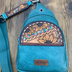 Crossbody Sling Bag/purse With Hand Tooled Leather Patches - Etsy