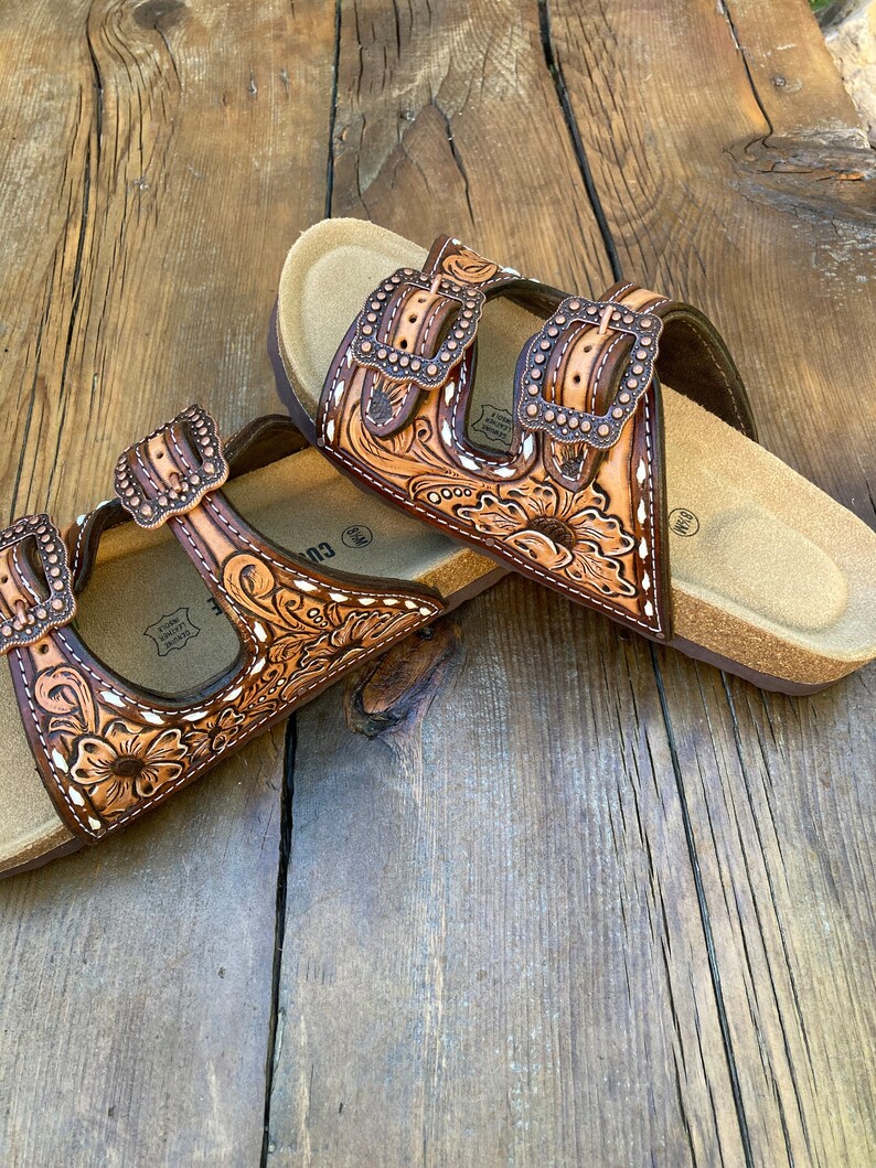 Leather Tooled Sandal - Etsy