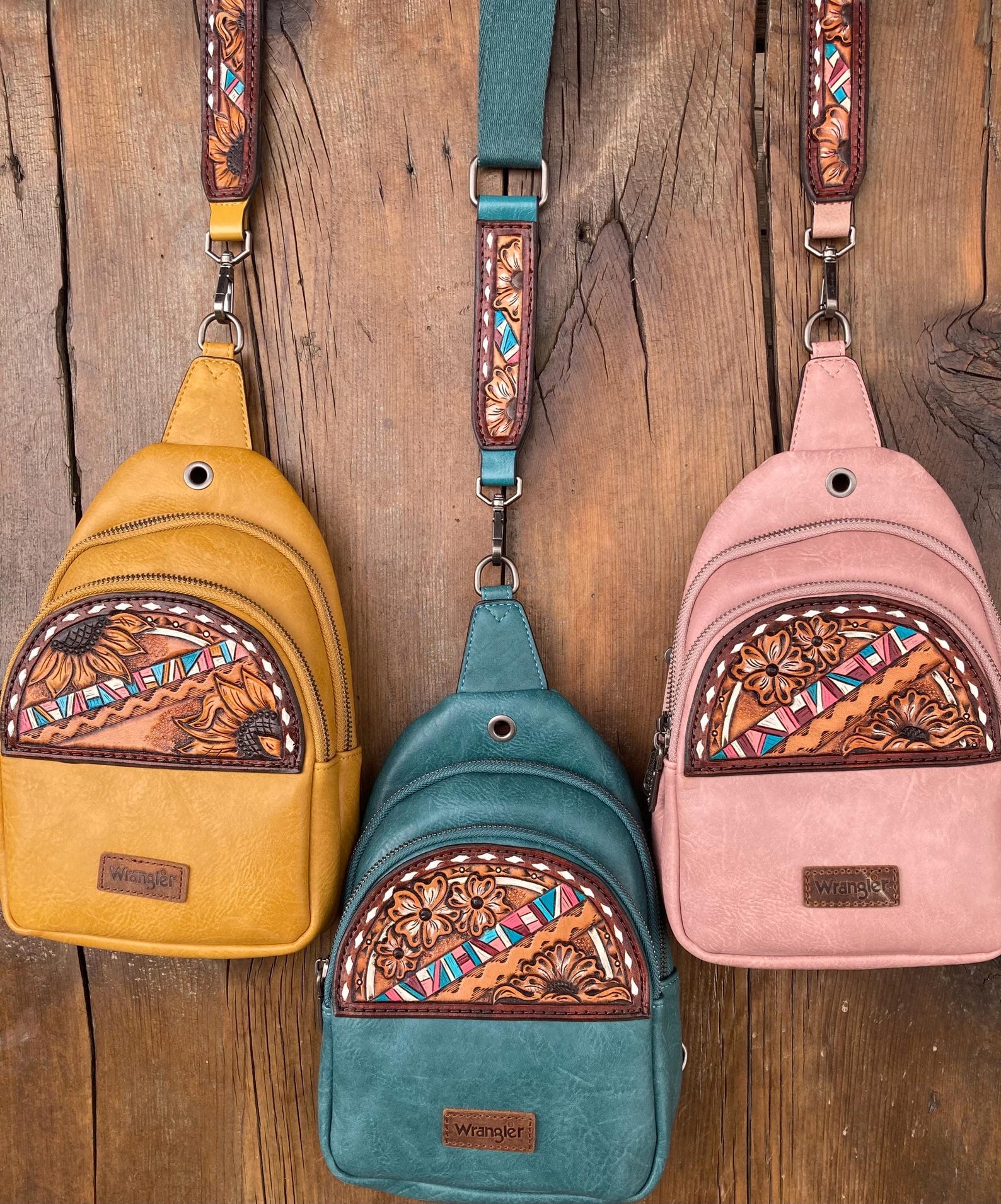 Crossbody Sling Bag/purse With Hand Tooled Leather Patches - Etsy