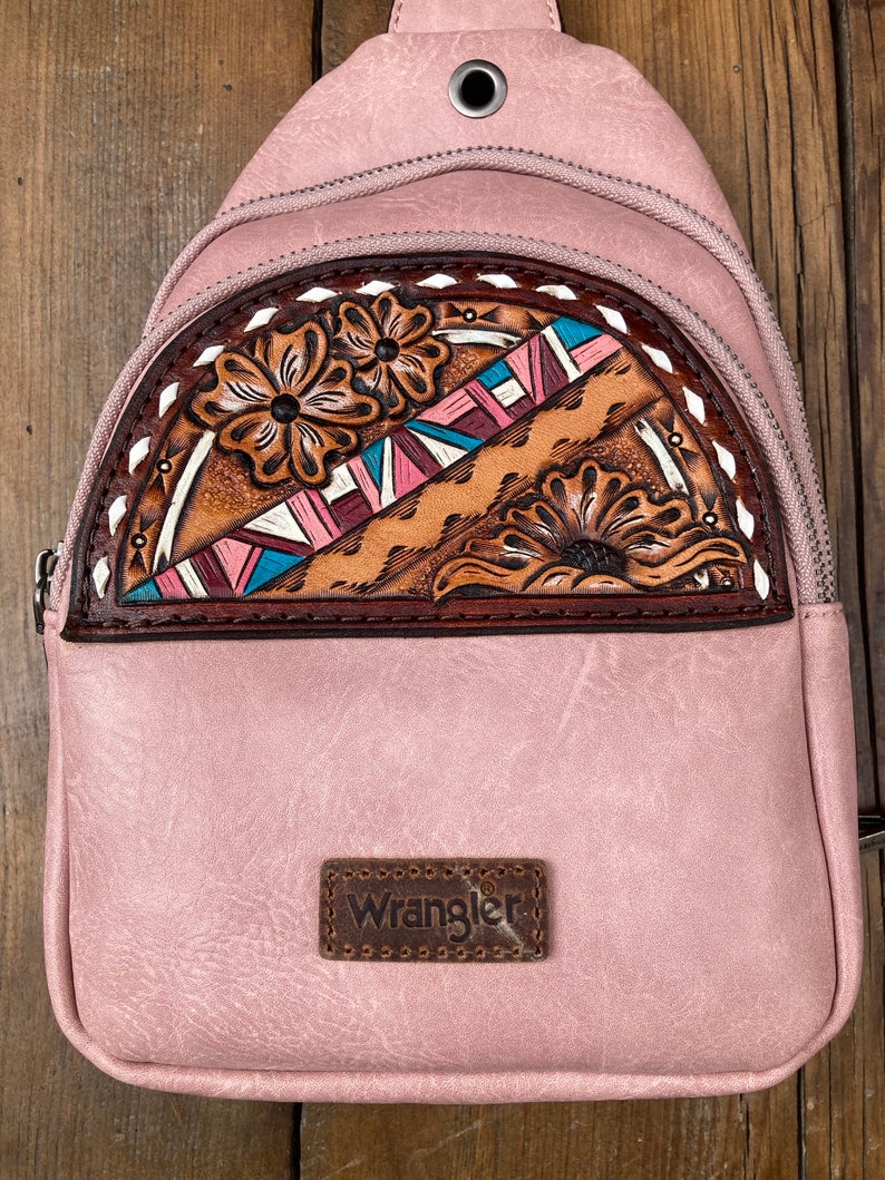 Crossbody Sling Bag/purse With Hand Tooled Leather Patches - Etsy