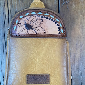 Small Sling Bags With Hand Tooled Leather Patches - Etsy