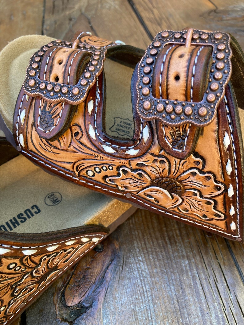 Leather Tooled Sandal - Etsy