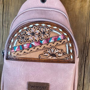 Crossbody Sling Bag/purse With Hand Tooled Leather Patches - Etsy