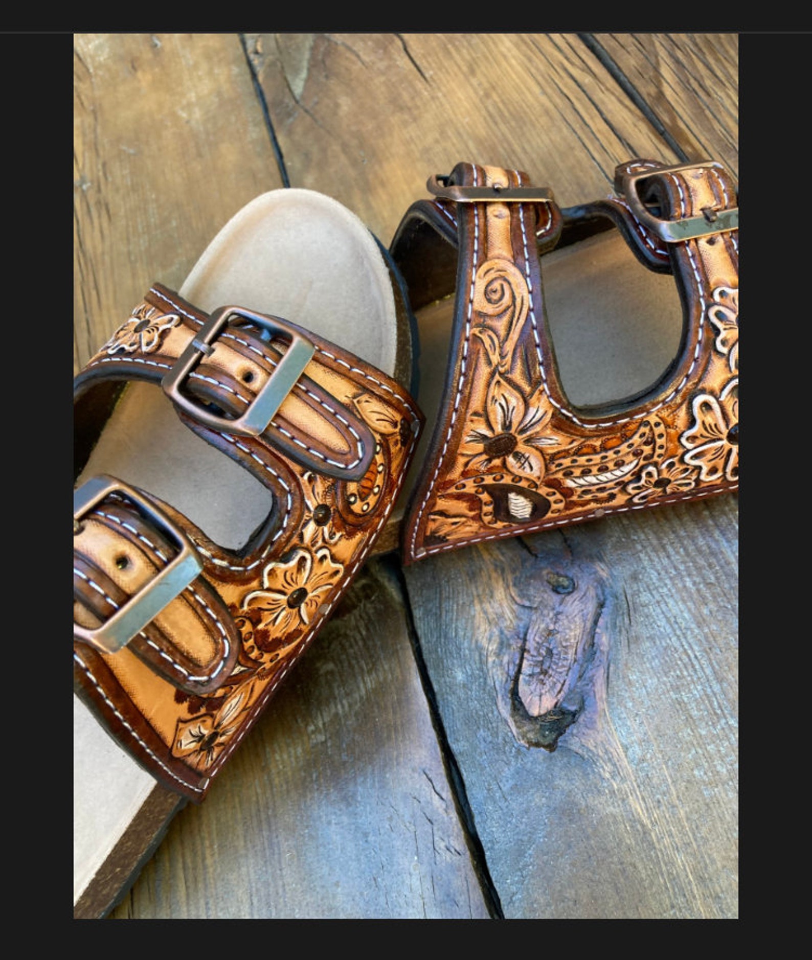 Leather Tooled Sandal - Etsy