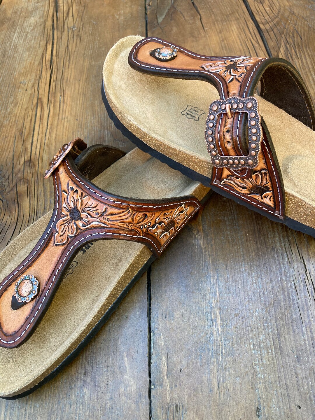 Leather Tooled Sandal - Etsy