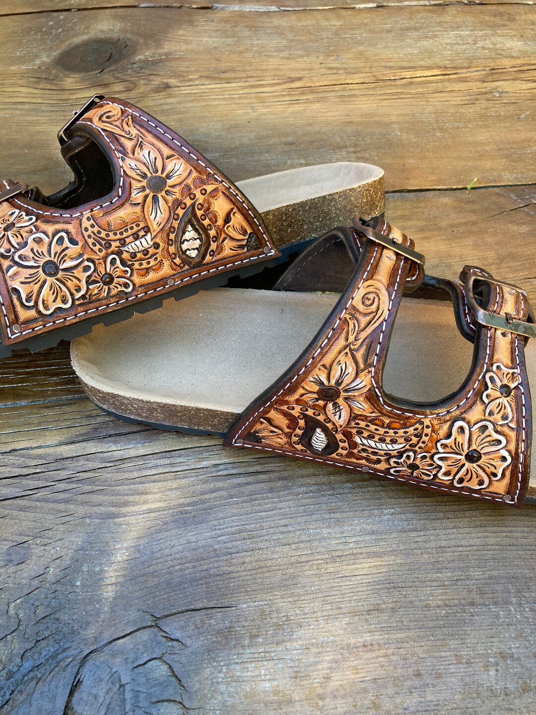 Leather Tooled Sandal - Etsy