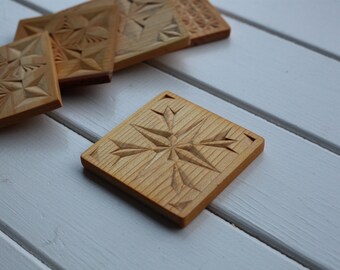 Chip Carved Coaster - Etsy