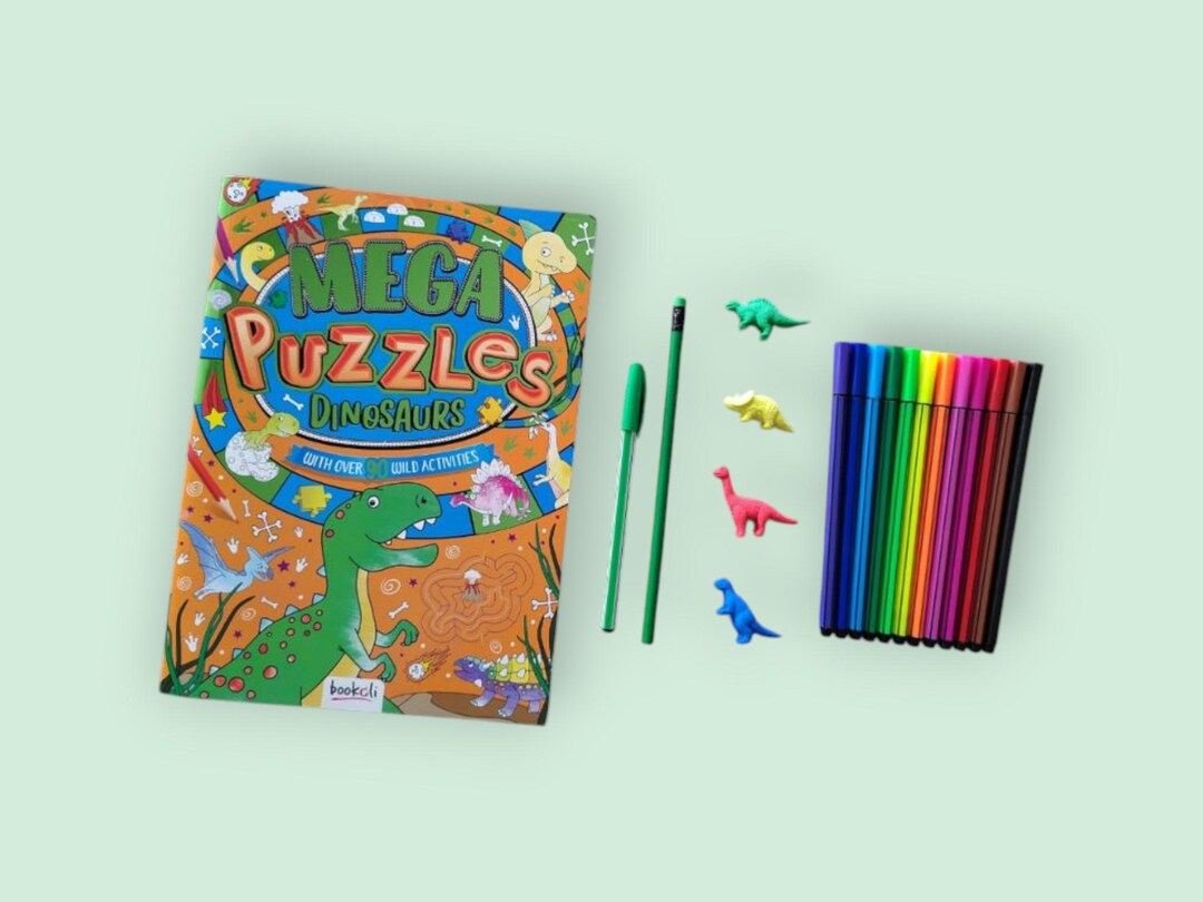 Dinosaur Puzzle Colouring Activity Set, Boy Gift, Dinosaur Stationery ...