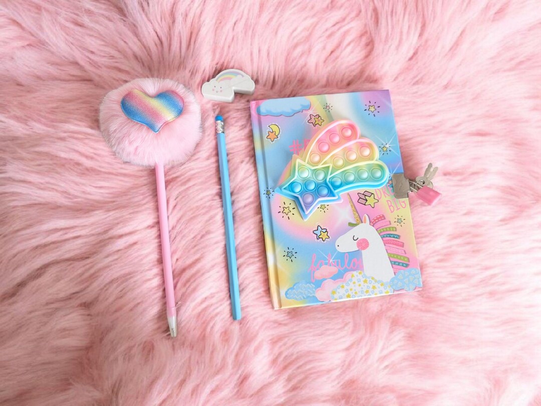 Girls Diary Set, Girls Secret Diary, Lockable Diary, Unicorn Stationery ...