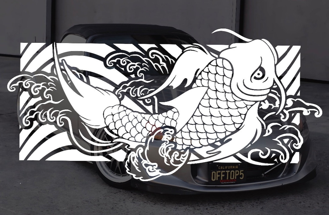 Japanese Koi Fish Decal Bumper Sticker Wave - Etsy