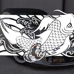 Japanese Koi Fish Decal Bumper Sticker Wave - Etsy