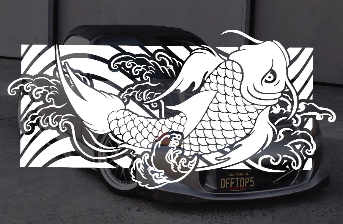 Japanese Koi Fish Decal Bumper Sticker Wave - Etsy