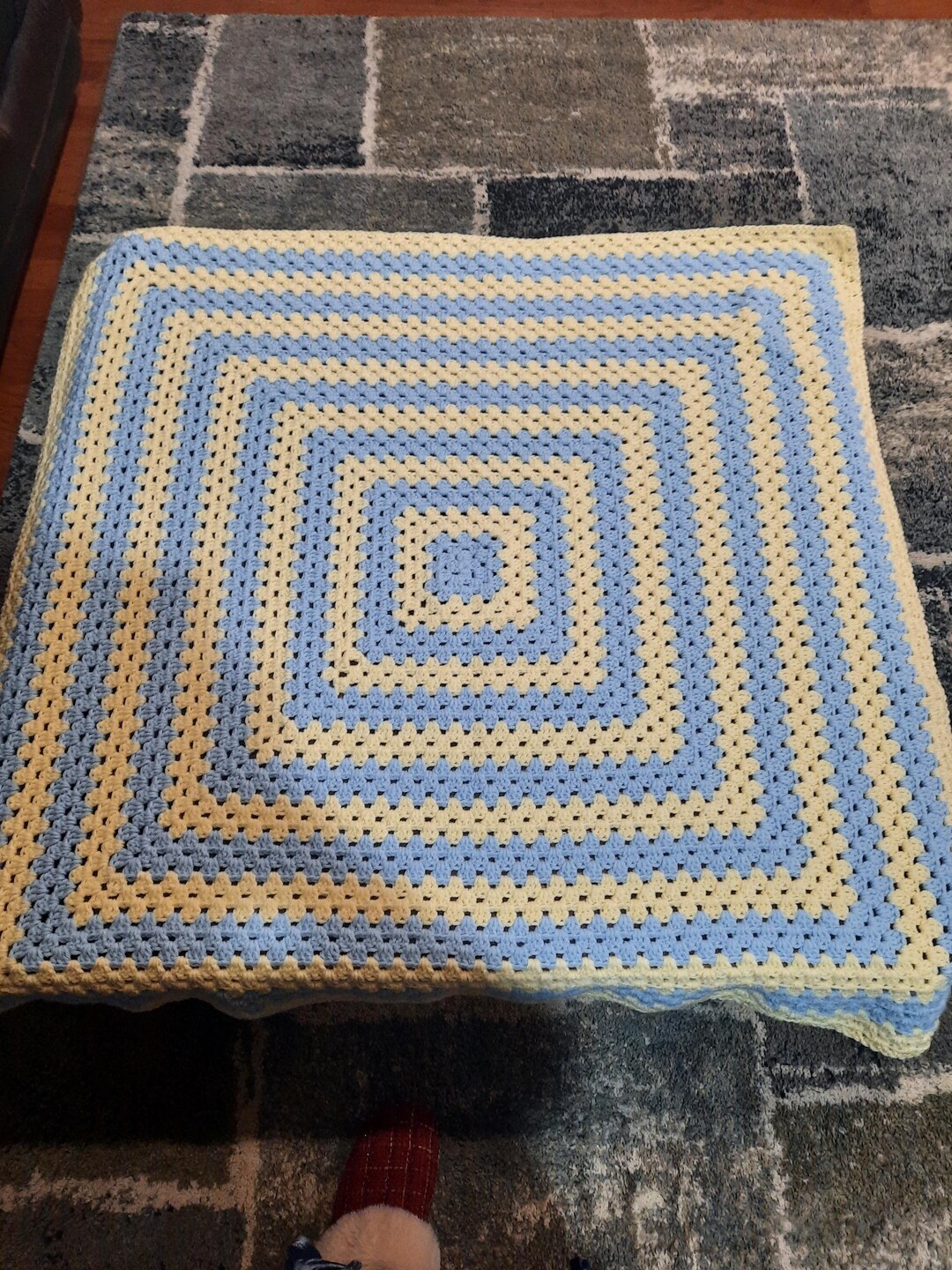 Two Color Granny Square Blanket - Etsy
