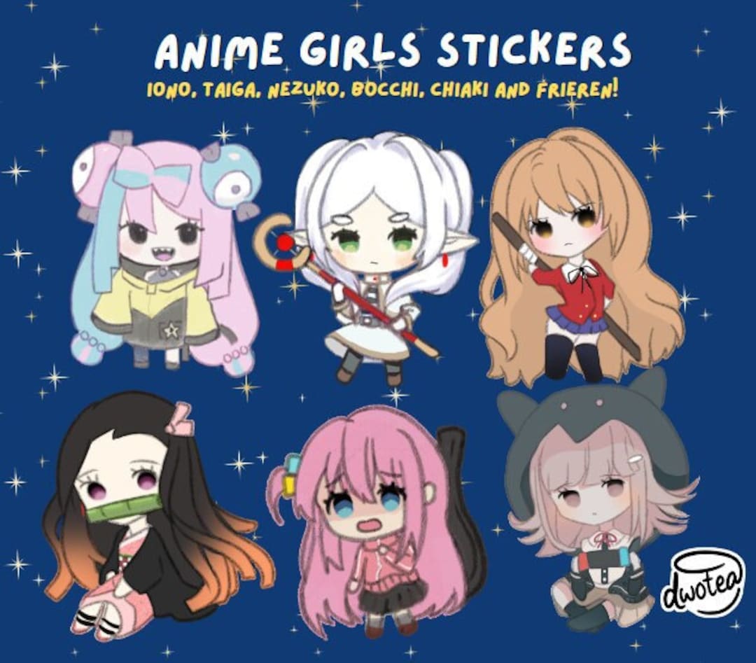 Anime Girls Sticker Pack Paper Vinyl Laminated Holographic Stickers Etsy