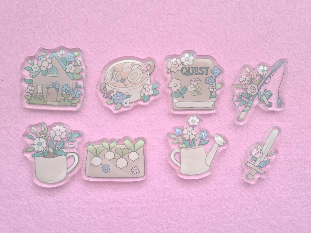 Cozy Farmer Gamer Inspired Acrylic Pins - Wholesome Gaming Acrylic ...