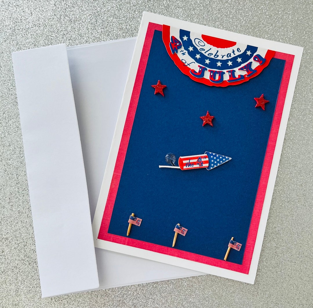 Handmade 4th of July Card Independence Day Gathering Fireworks - Etsy