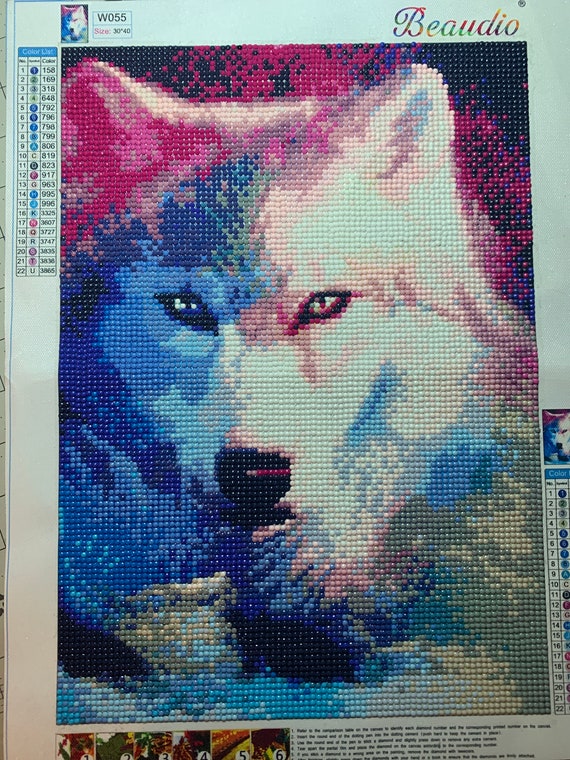 Completed Diamond Painting of a Wolf - Etsy