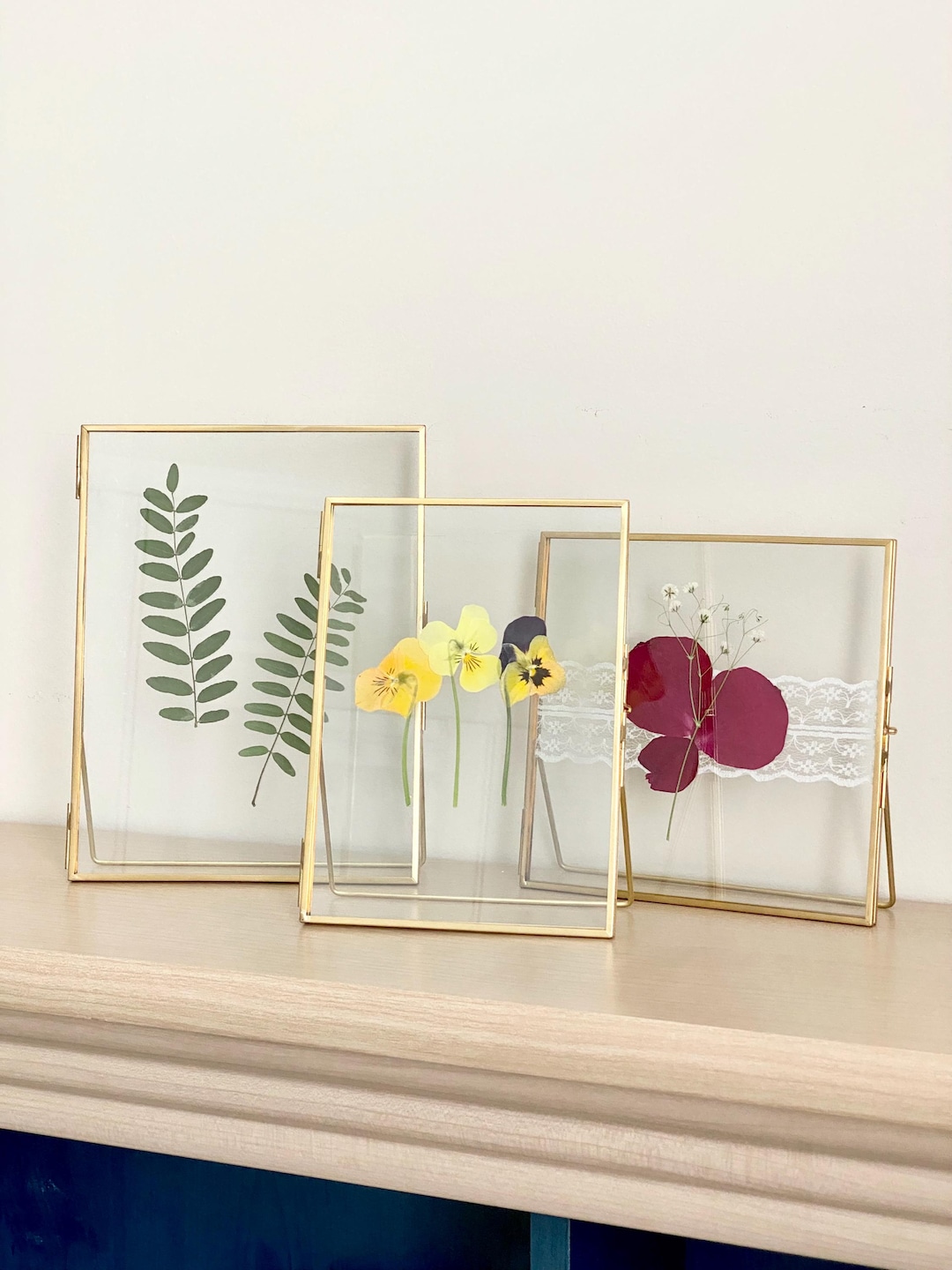 Set of 3 Double Glass Frame for Pressed Flowers, Polaroid and Artwork ...