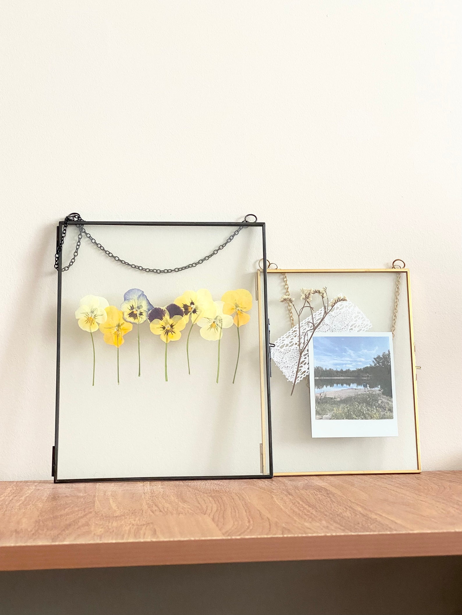 Set of 2 Double Glass Frame for Pressed Flowers Photos and - Etsy
