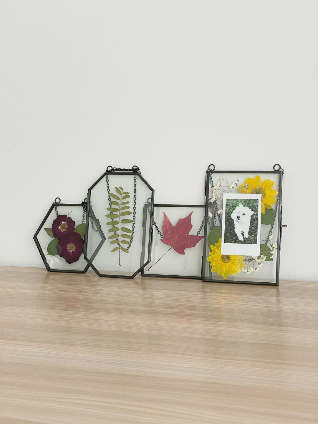 Cute Geometric Double Glass Frames for Keepsakes and Mementoes ...