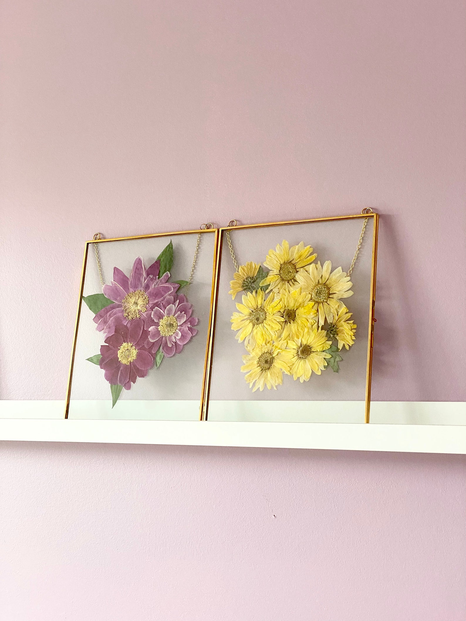 Set of 2 Double Glass Frame for Pressed Flowers Photos and - Etsy