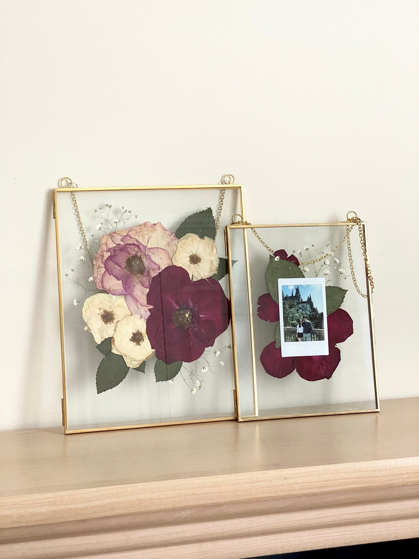 Set of 2 Double Glass Frame for Pressed Flowers Photos and - Etsy