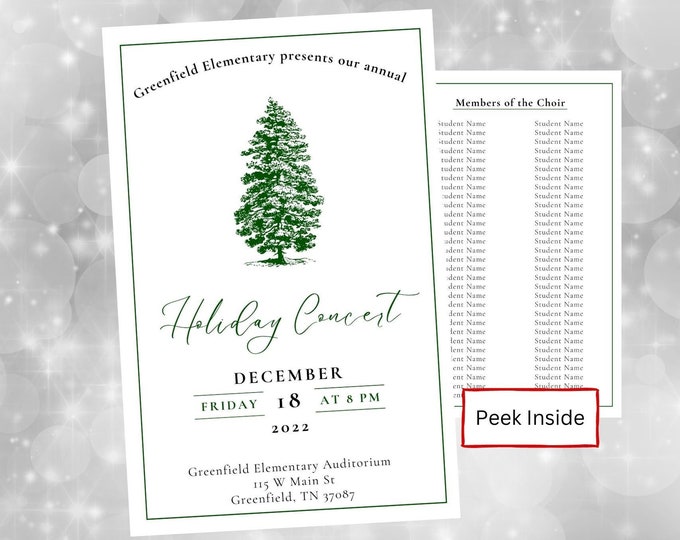 Concert Program Template Holiday Concert Program Christmas - Etsy