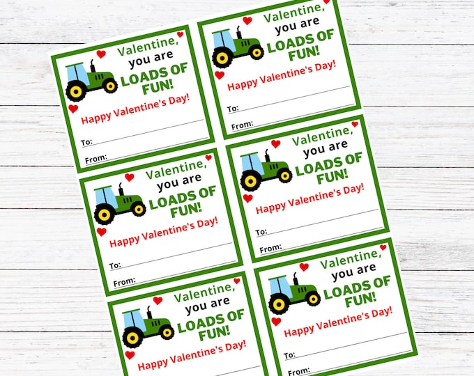 Tractor Valentines Cards, Printable Valentine Cards, Valentine, Farm ...