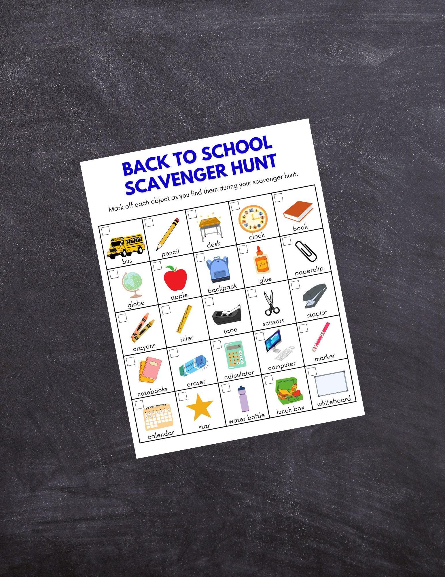 Back to School Scavenger Hunt, First Day of School Activity, Scavenger ...