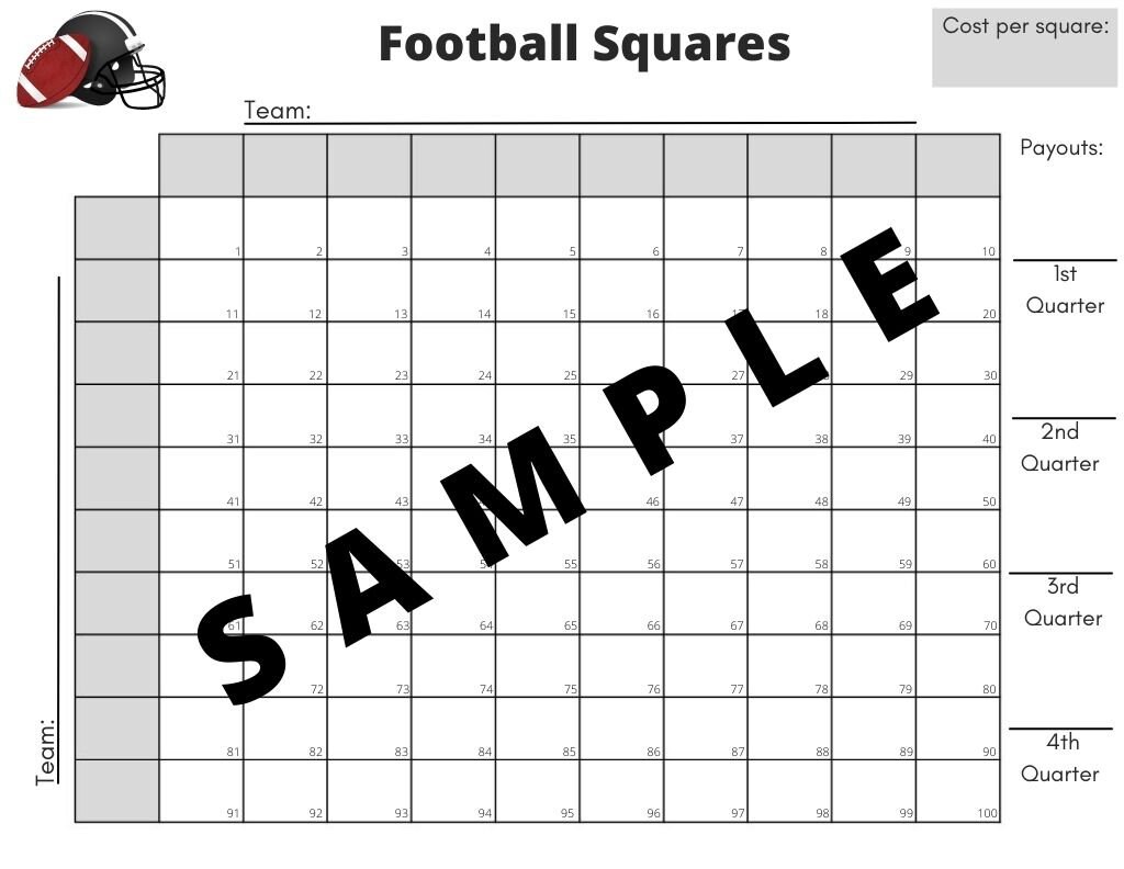 Football Squares Game Printable | Football Grids | Football Bet ...