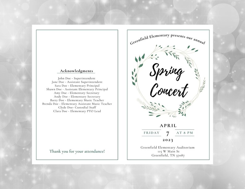 Concert Program Template, Spring Concert Program, Easter Concert ...