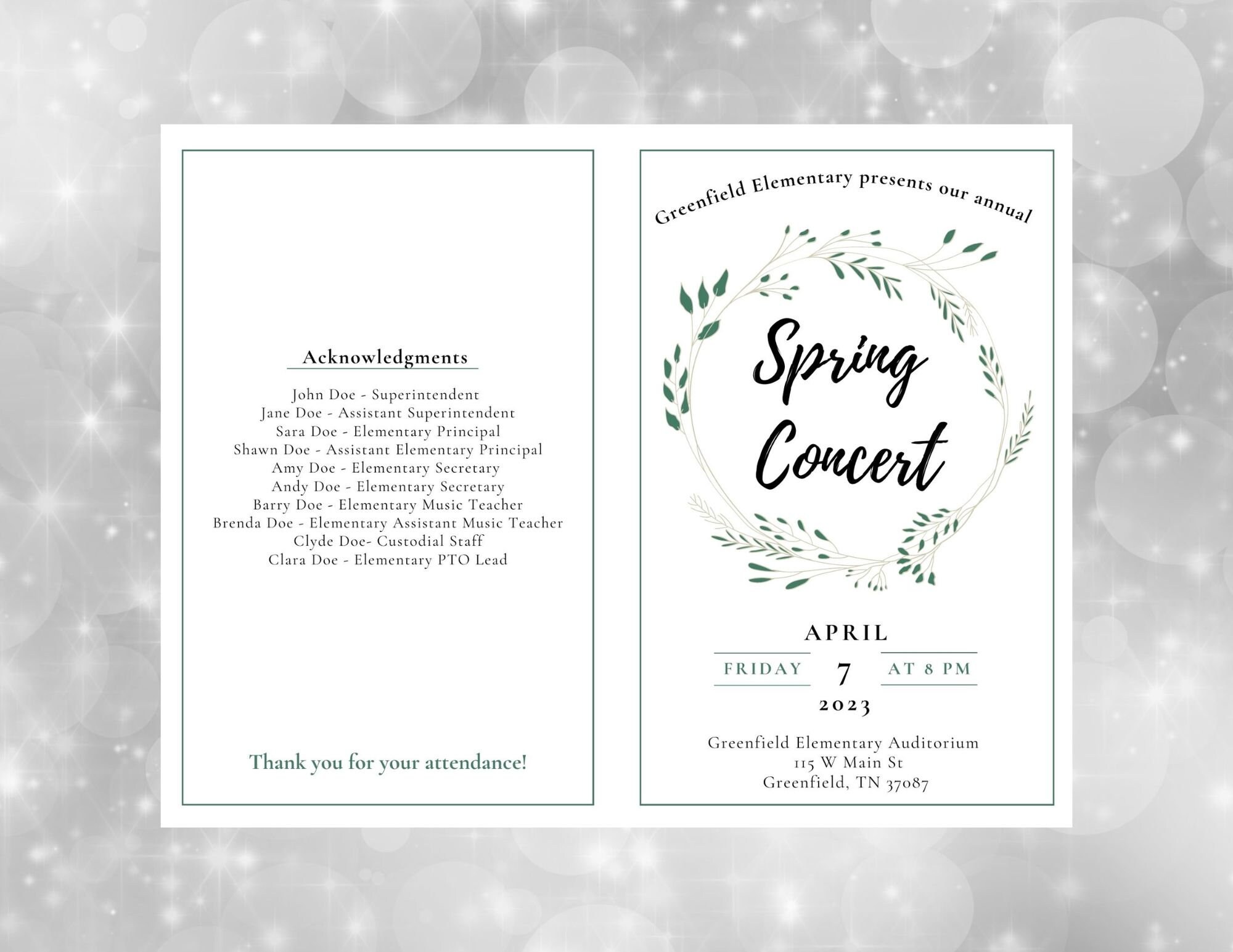 Concert Program Template, Spring Concert Program, Easter Concert ...