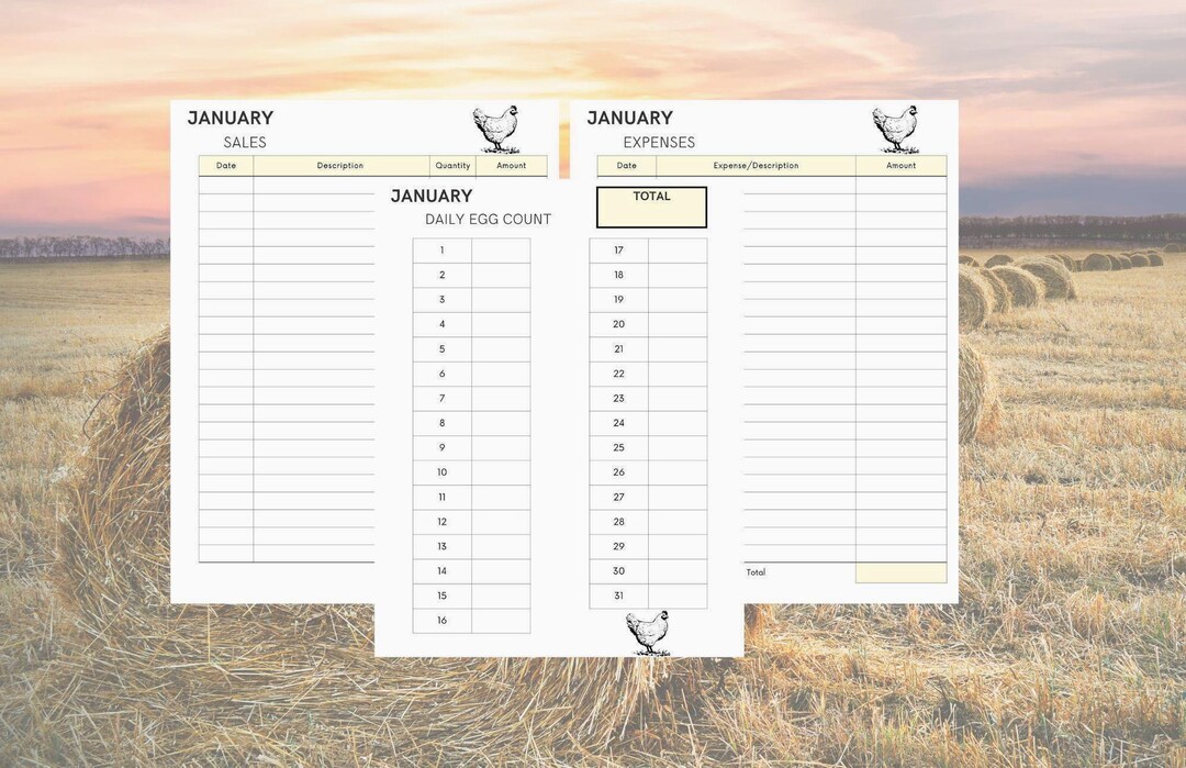 Egg Sales Tracker, Production Tracker, Monthly Egg Tracker Printable ...